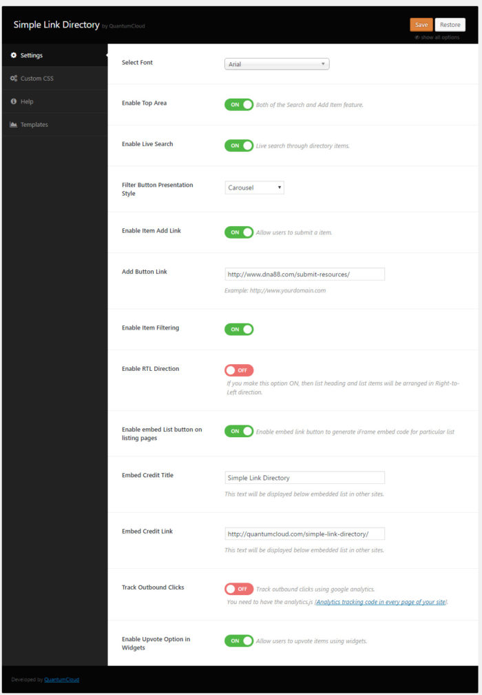 settings - WordPress by QuantumCloud