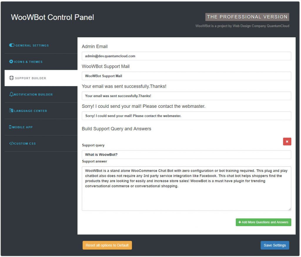 WoowBot BackEnd Panels - WordPress by QuantumCloud