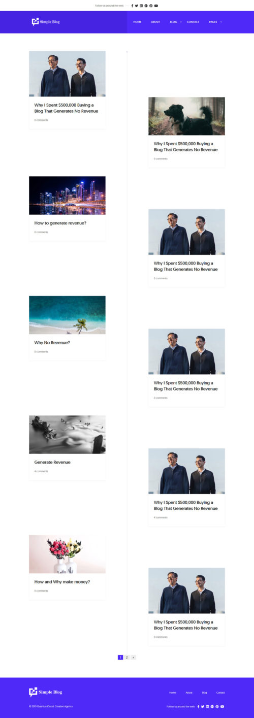 Simple Blog Theme - WordPress by QuantumCloud