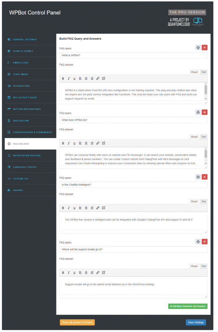 WPBot 18 Faq Builder - WordPress by QuantumCloud